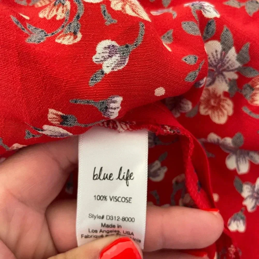 Blue Life | Dresses | Blue Life Red Cherry Blossom Floral Mini Dress ...